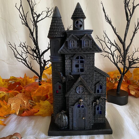 Holiday | Halloween Color Changing Haunted Castle Resin Led Light Up ...